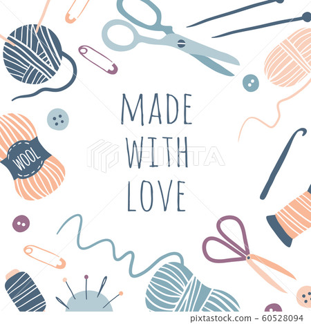 Made with love. Hobby tools poster - Stock Illustration [60528094] - PIXTA