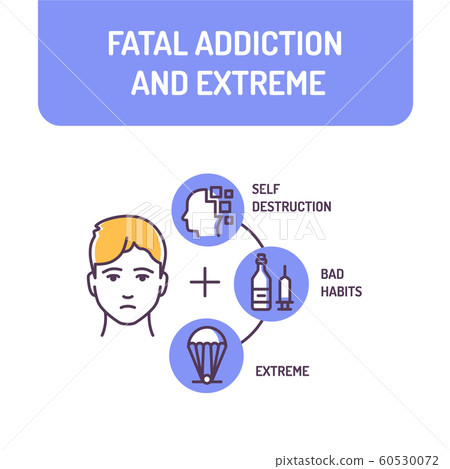 Fatal addiction and extreme color line icon. - Stock Illustration ...