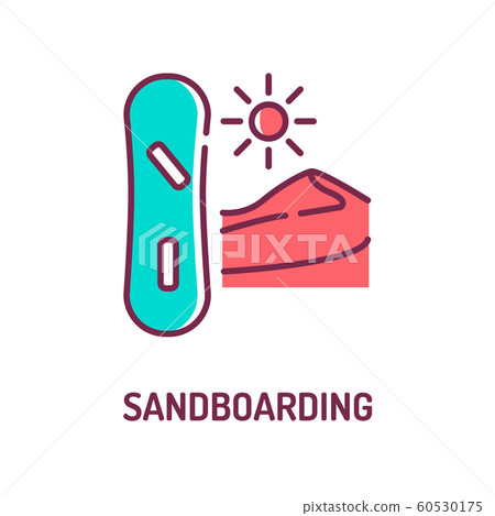 Sandboarding color line icon on white background. - Stock Illustration ...