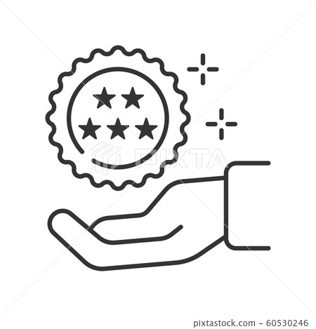 Vip service line black icon. Hand holding emblem - Stock Illustration ...