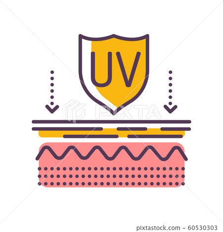 Sun protection and UV filter line color icon. Skin - Stock Illustration ...