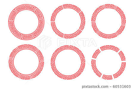 Red circle frame pattern Chinese set vector... - Stock Illustration ...