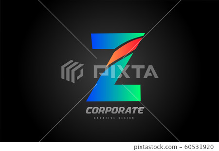 blue orange letter Z alphabet logo design icon for - Stock Illustration ...