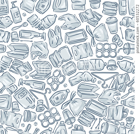 Plastic waste icon collection seamless pattern... - Stock Illustration ...