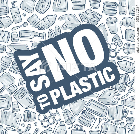Say no to plastic pollution. Ecological poster.... - Stock Illustration ...