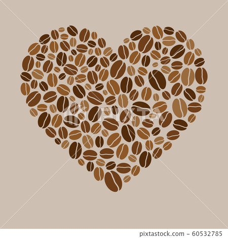 vector heart made of colored coffee beans - Stock Illustration ...