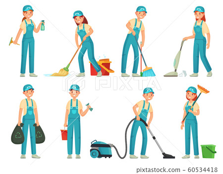 Cleaning workers. Professional cleaning staff,...-插圖素材 [60534418] - PIXTA圖庫