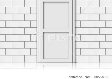 white door on the white block wall - Stock Illustration [60538929] - PIXTA