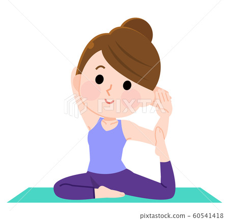 Yoga pigeon pose female illustration - Stock Illustration [60541418 ...