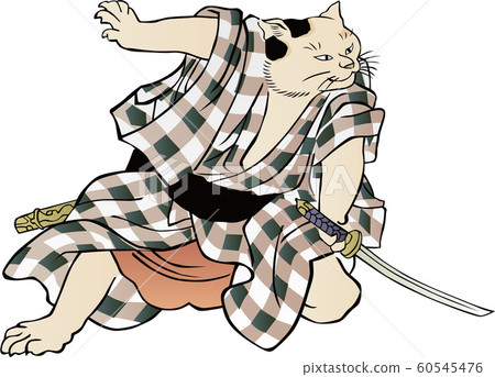 Ukiyo-e Cat Personification Part 4 - Stock Illustration [60545476] - PIXTA