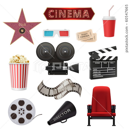 Movie realistic. Cinema objects camera... - Stock Illustration ...