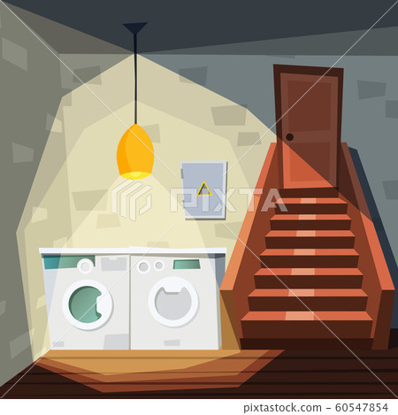 Basement. Cartoon house room with basement with... - Stock Illustration ...