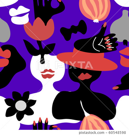 Seamless vector pattern with body parts. - Stock Illustration [60548598 ...