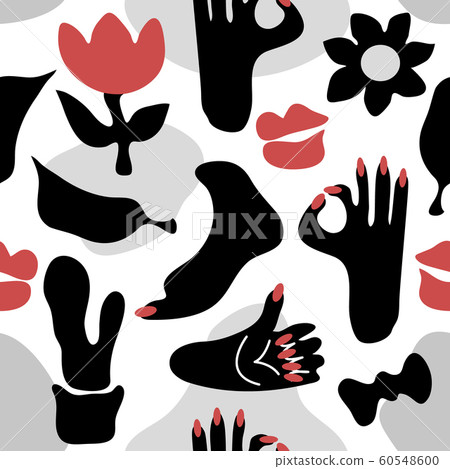 Seamless vector pattern with body parts. - Stock Illustration [60548600 ...