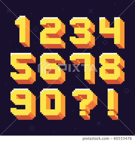 Pixel numbers. Retro 8 bit pixels number font...-插圖素材 [60553476] - PIXTA圖庫