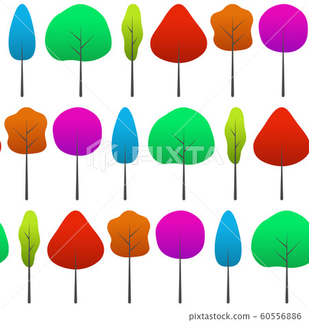 seamless pattern with colorful trees - Stock Illustration [60556886 ...