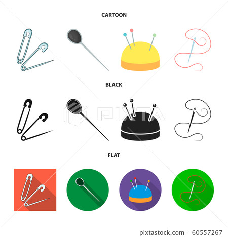 Vector design of pin and sewing icon. Set of... - Stock Illustration ...