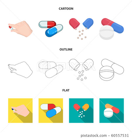 Isolated object of pill and medicine sign. Set... - Stock Illustration ...