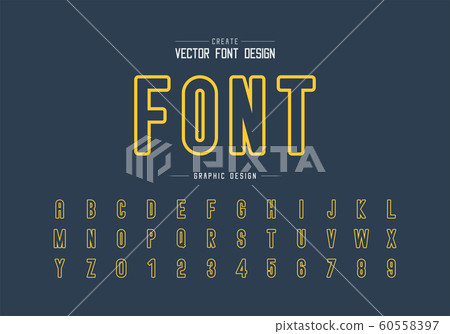 Yellow line font and round alphabet vector,... - Stock Illustration ...