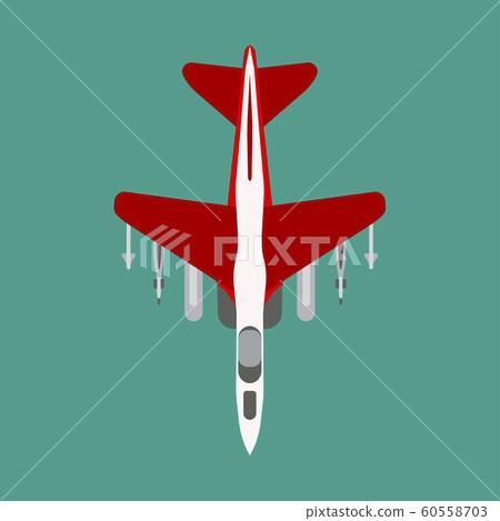Fighter plane vector flat icon top view. Attack - Stock Illustration ...