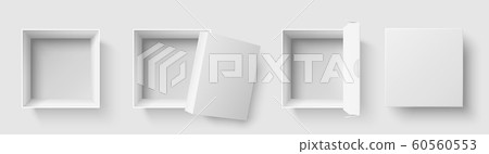 Top view box. Open package square boxes with... - Stock Illustration ...