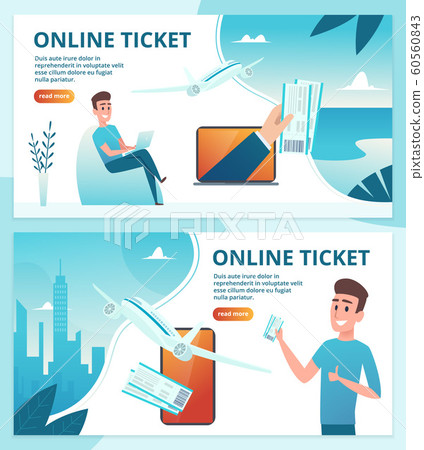 Air ticket online. Order avia tickets using... - Stock Illustration ...