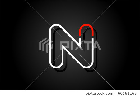 white red letter N alphabet logo design icon for - Stock Illustration ...