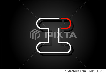 white red letter I alphabet logo design icon for - Stock Illustration ...