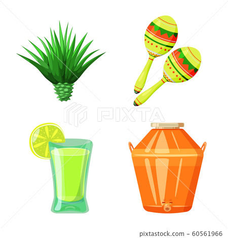 Vector design of Mexico and tequila symbol. Set... - Stock Illustration ...