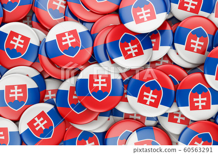 Badges with flag of Slovakia, 3D rendering - Stock Illustration ...