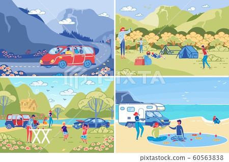 Family Rest and Recreation Outdoors and Camping. - Stock Illustration ...