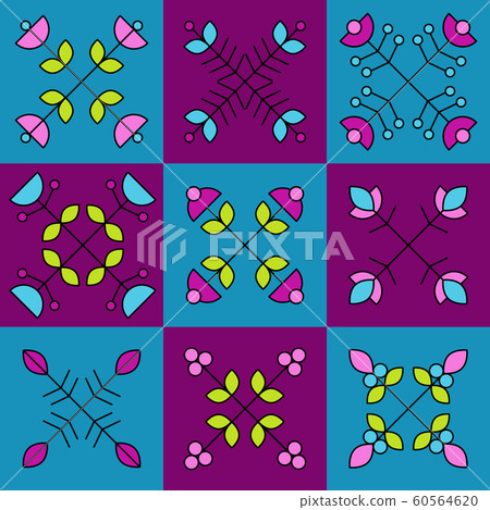 vector abstract flowers seamless pattern - Stock Illustration [60564620 ...
