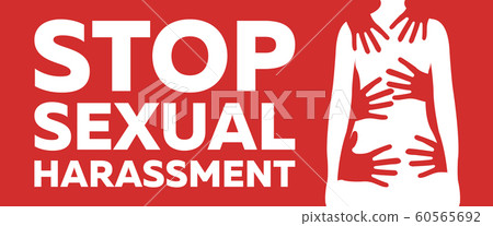 Stop Sexual Harassment and Bulling Banner on Red - Stock Illustration ...