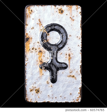 Symbol female made of forged metal on the... - Stock Illustration ...