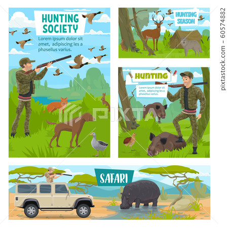 Hunting open season, Africa safari hunt ammo - Stock Illustration ...