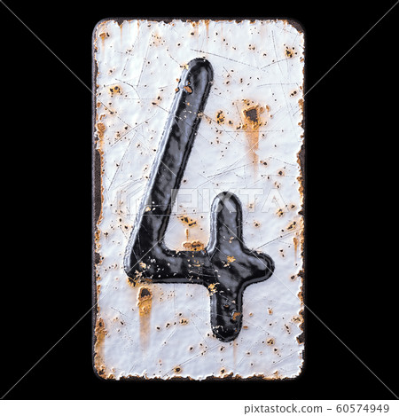 Number 4 made of forged metal on the background... - Stock Illustration ...