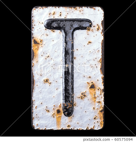 3D render capital letter T made of forged metal... - Stock Illustration ...