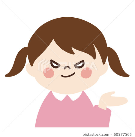 Little girl ① (scheming, introduction pose, right) - Stock Illustration ...