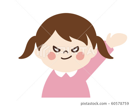Little girl ① (scheming, introduction pose ②,... - Stock Illustration ...