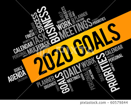 2020 Goals word cloud collage, business concept - Stock Illustration ...
