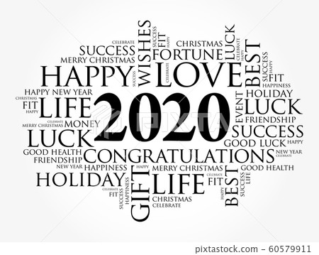 2020 year greeting word cloud collage - Stock Illustration [60579911 ...