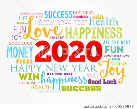 2020 year greeting word cloud collage - Stock Illustration [60579977 ...