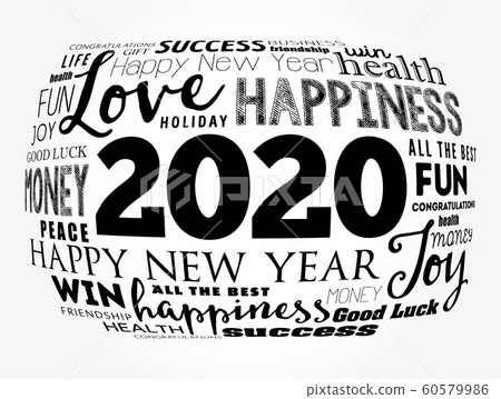 2020 year greeting word cloud collage - Stock Illustration [60579986 ...