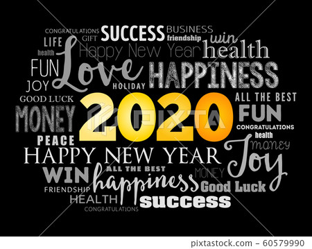 2020 year greeting word cloud collage - Stock Illustration [60579990 ...