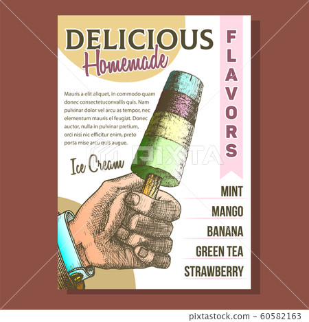 Popsicle Frozen Ice Cream On Stick Poster Vector - Stock Illustration ...