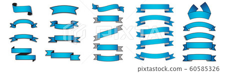 set of blue ribbon banner icon - Stock Illustration [60585326] - PIXTA