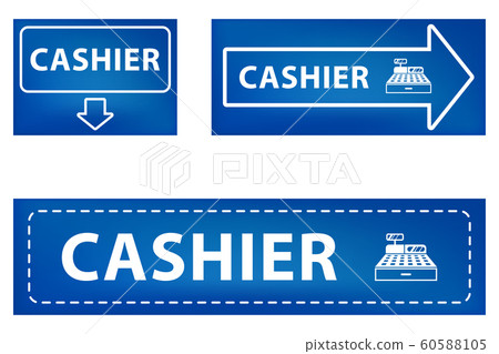 Cashier sign on white background. Blue cashier... - Stock Illustration ...