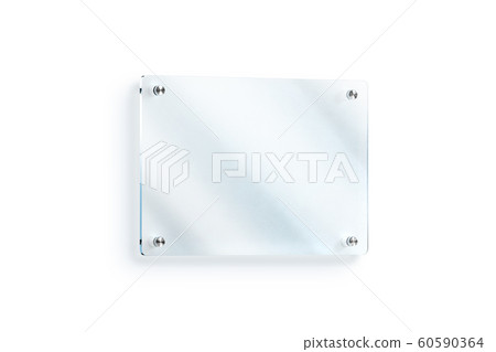 Blank glass sign plate wall-mounted mockup,... - Stock Illustration ...