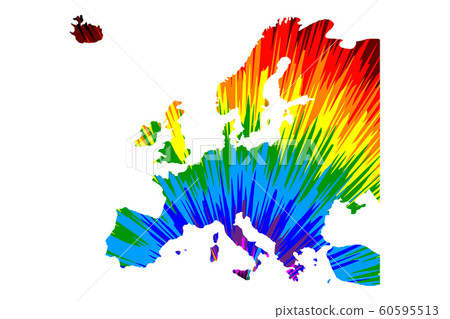 Europe continent - map is designed rainbow - Stock Illustration ...