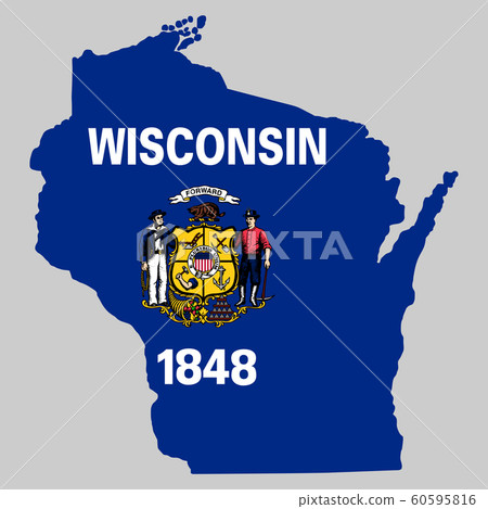 U.S. state of Wisconsin Flag Map Vector - Stock Illustration [60595816 ...